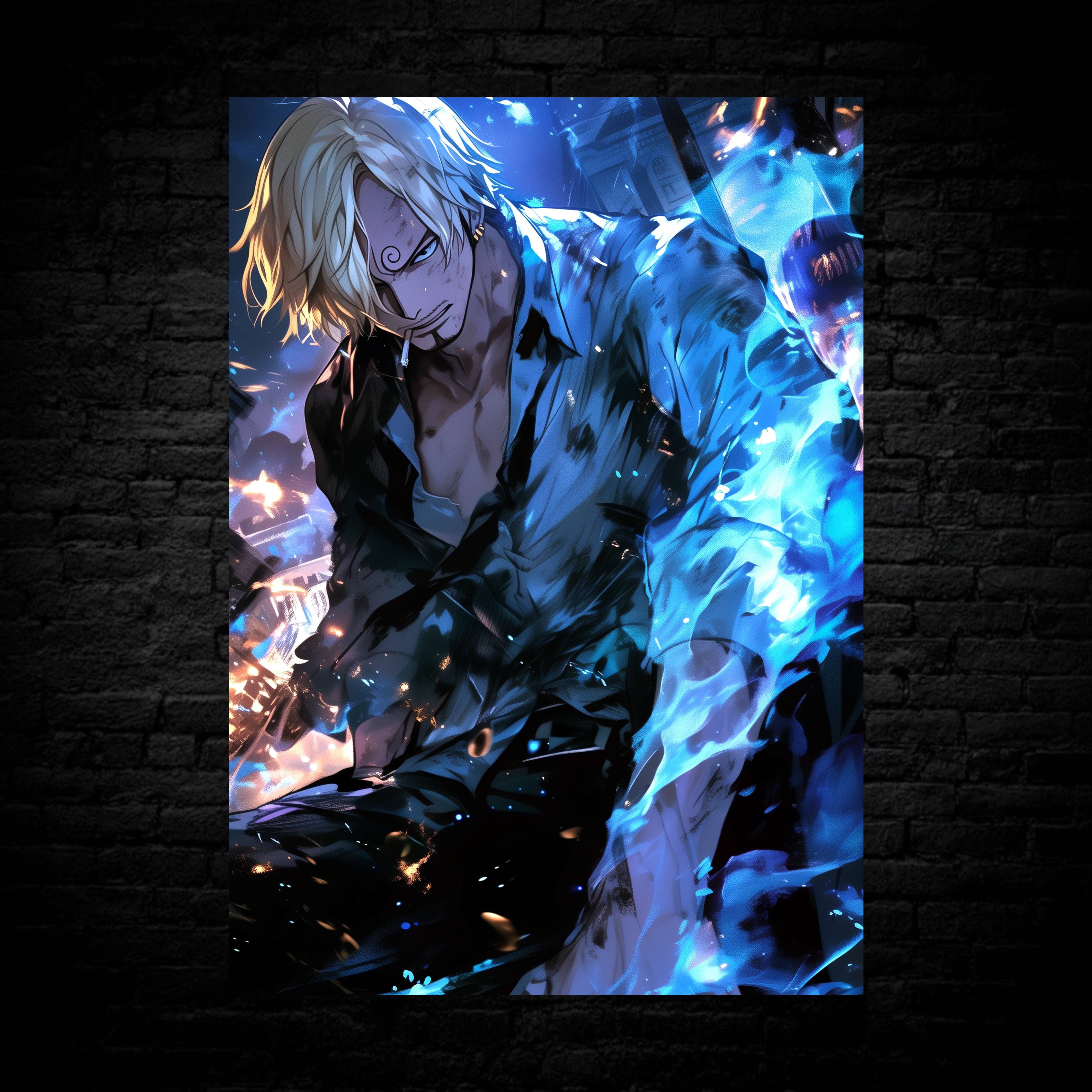 Sanji: Blue Flame Poster – Hakuro